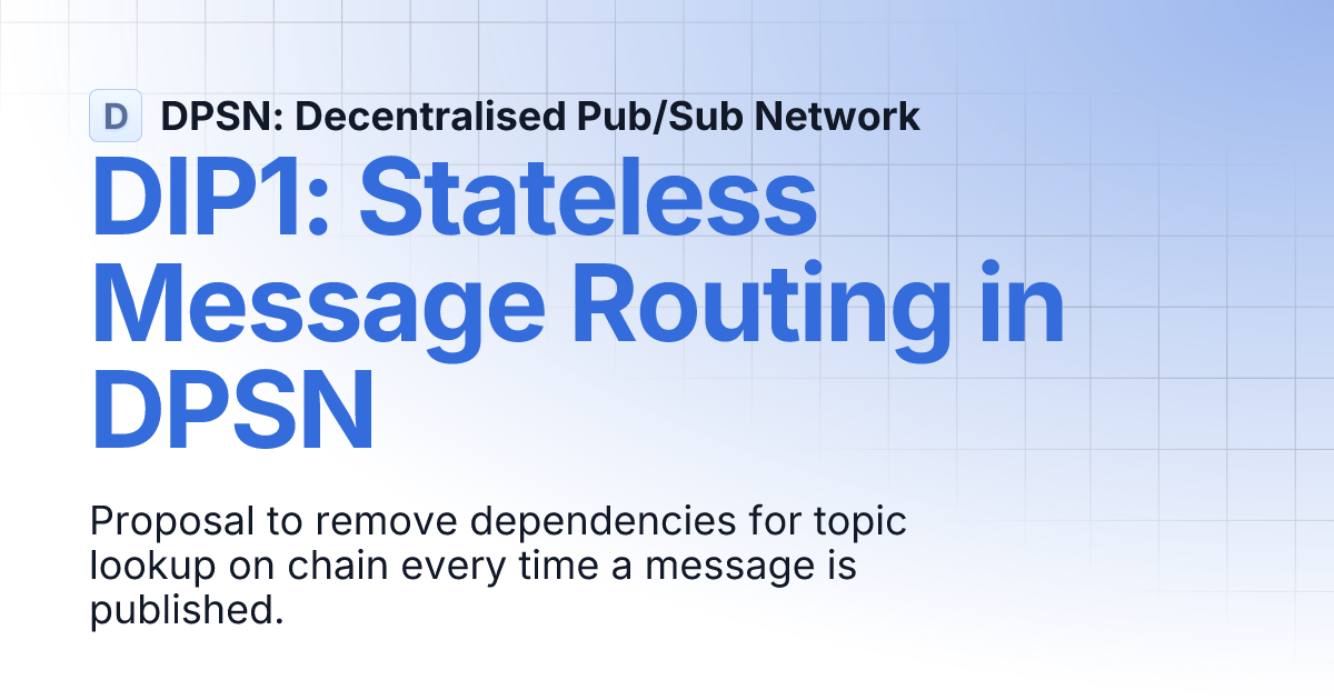 DIP1: Stateless Message Routing in DPSN | DPSN: Decentralised Pub/Sub Network